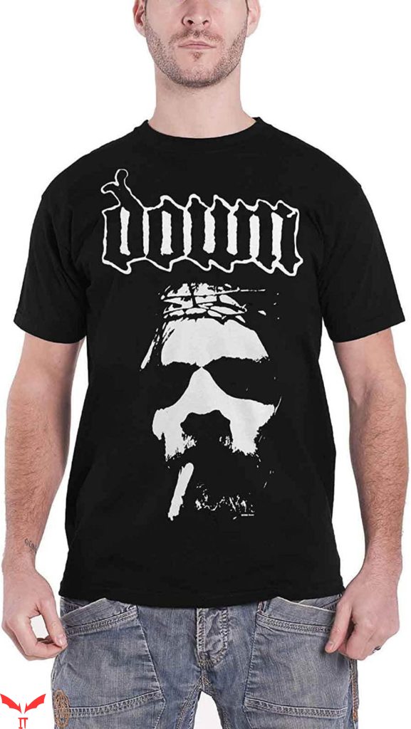 Down Band T-Shirt Down Smoking Jesus Face Band Logo Tee