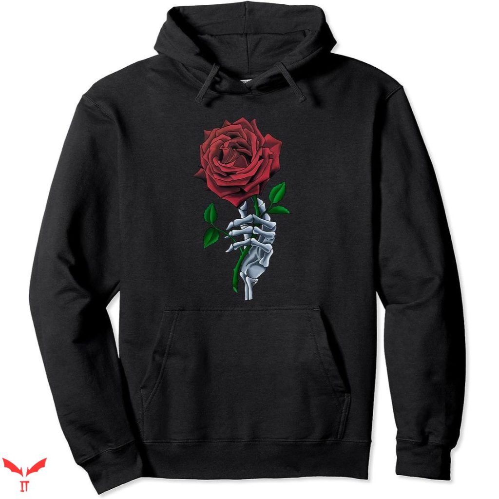 Spirited Away Hoodie Skeleton Hand Red Rose Flower