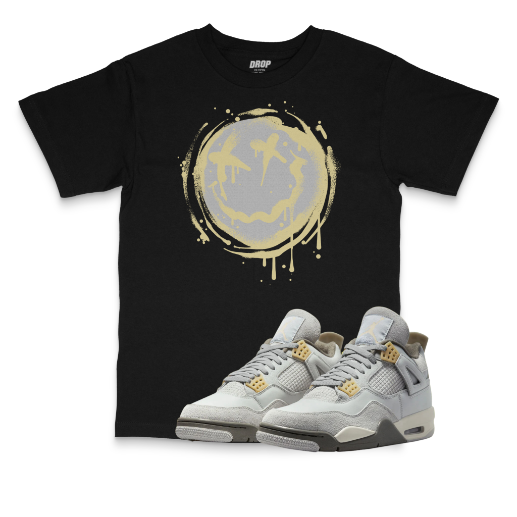 Air Jordan 4 Craft I Smiley Splatter Sneaker Matching T-Shirt