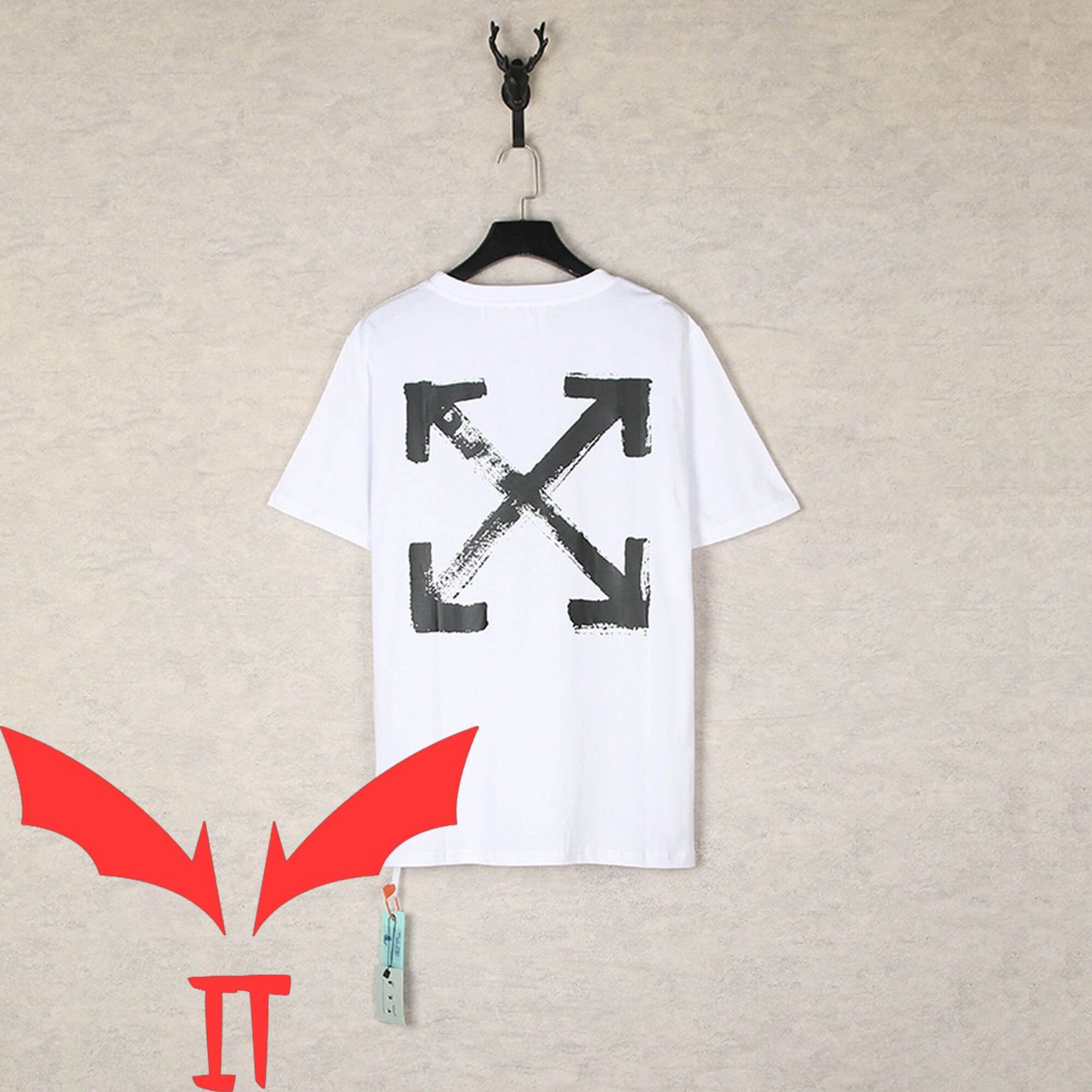 Off White T-Shirt Logo Vintage Minimalist Art Cross Arrow