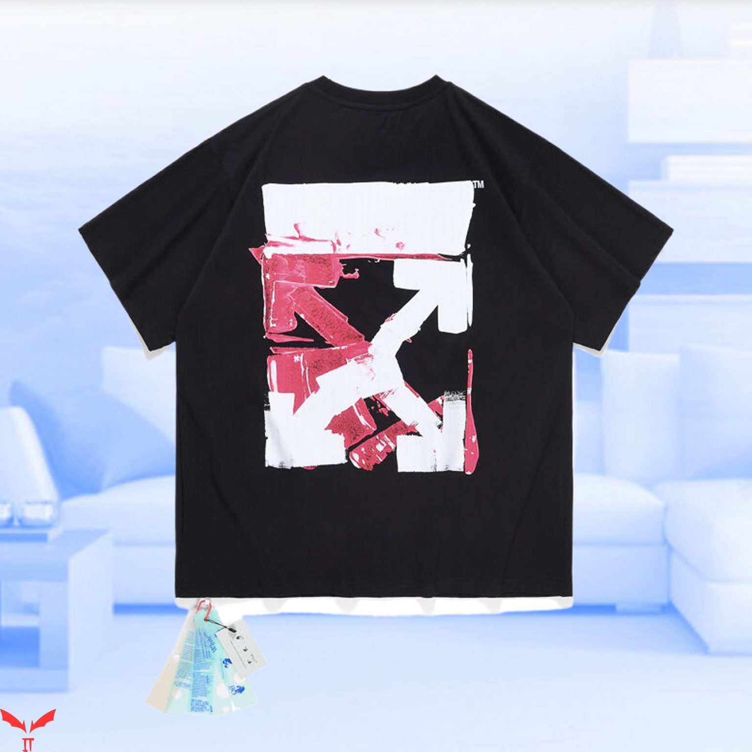 Off White T-Shirt Logo Vintage Minimalist Art Cross Arrow