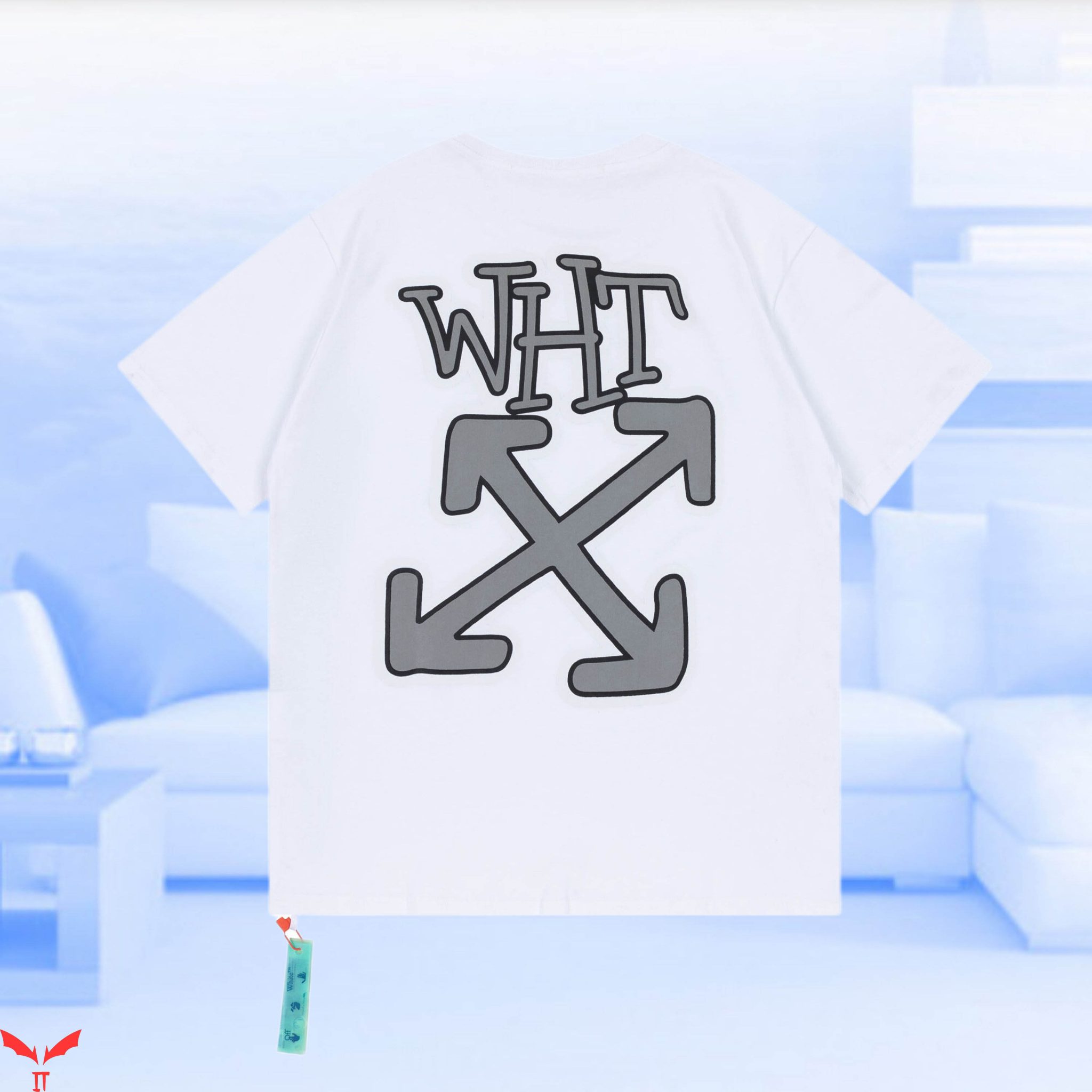 Off White T-Shirt Logo Vintage Minimalist Art Cross Arrow