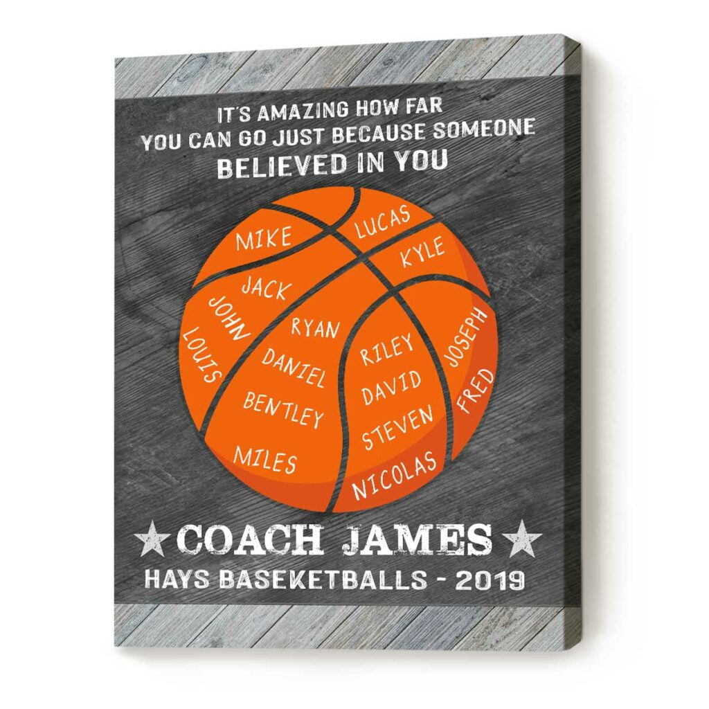 Custom Basketball Coach Gift With Names Frame, Thank You Basketball ...