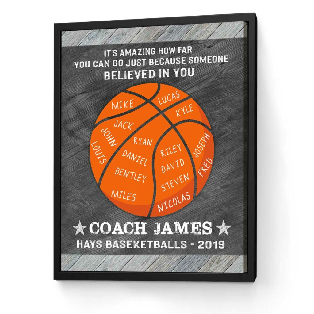 Custom Basketball Coach Gift With Names Frame, Thank You Basketball ...