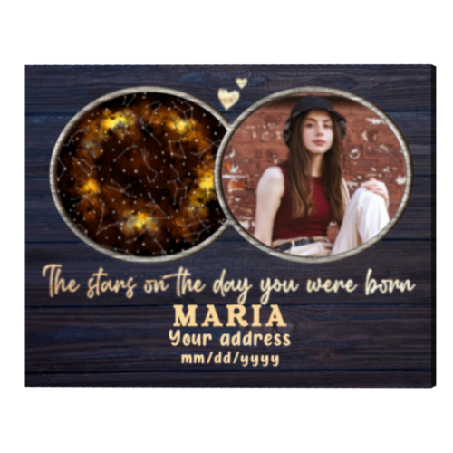 Custom Night Sky With Picture Gift For Her, Custom Star Map By Date ...