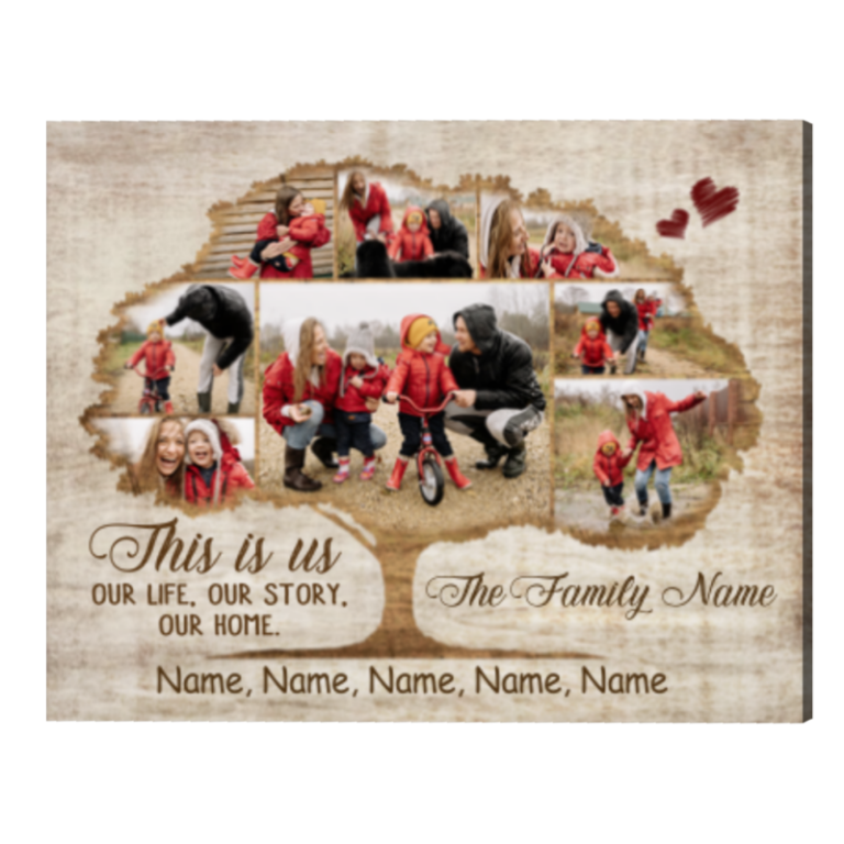 Family Tree Photo Collage Canvas, Family Tree With Pictures ...